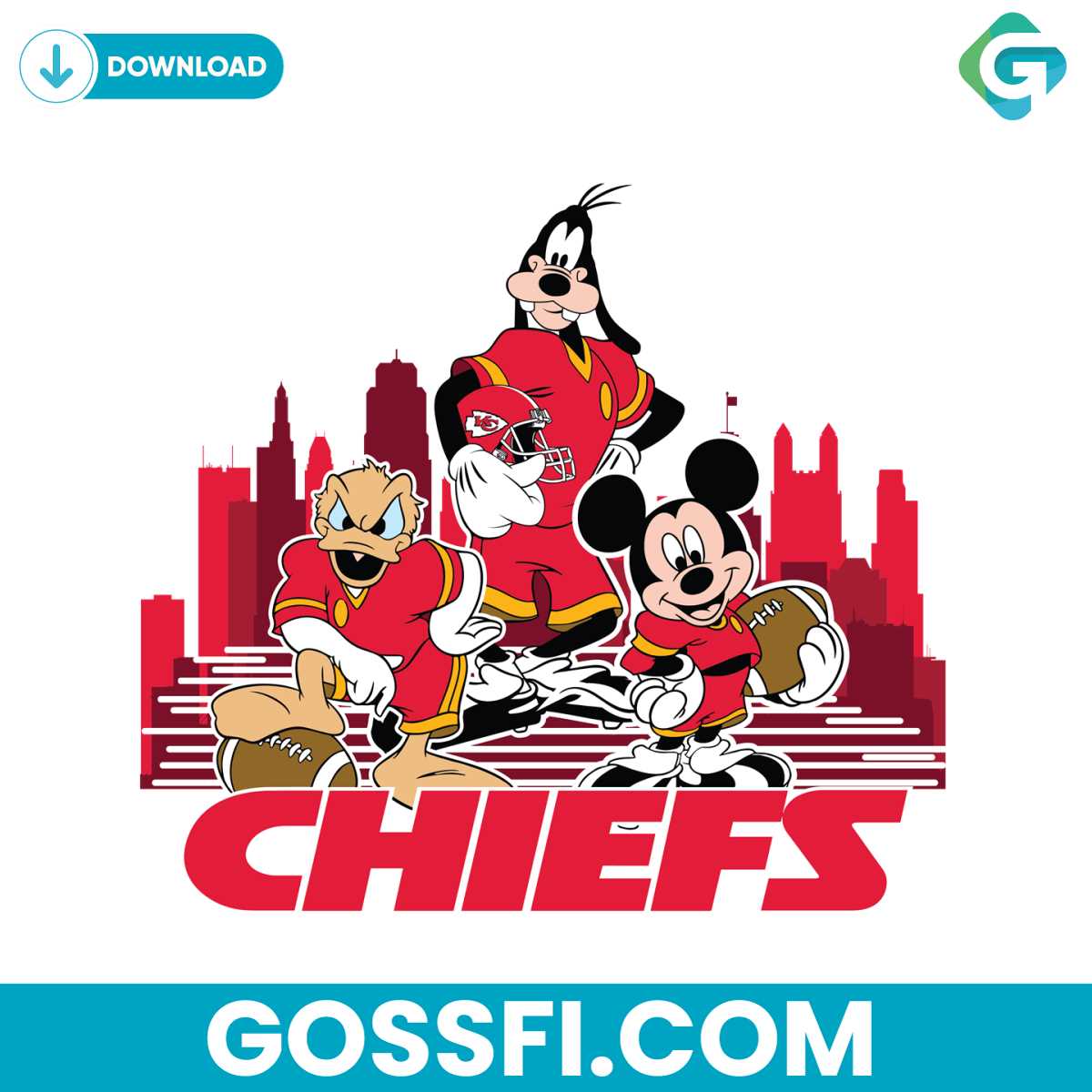 Mickey Mouse And Friends Play Football Kansas City Chiefs Svg - Gossfi.com
