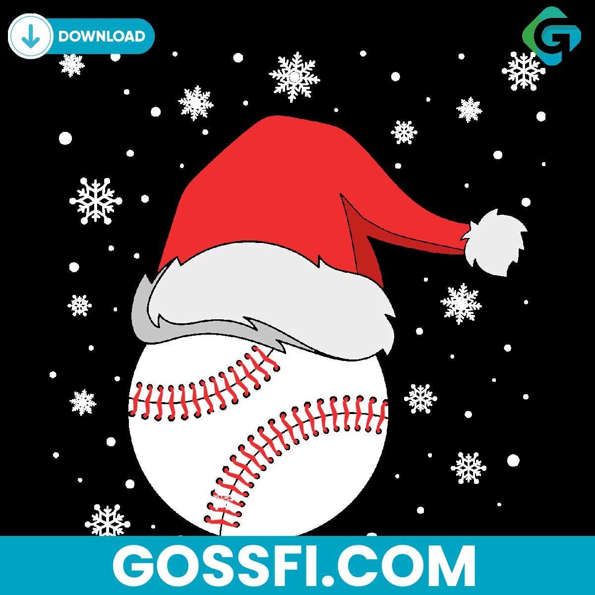 Baseball Santa Hat Chritsmas Svg Digital Download - Gossfi.com