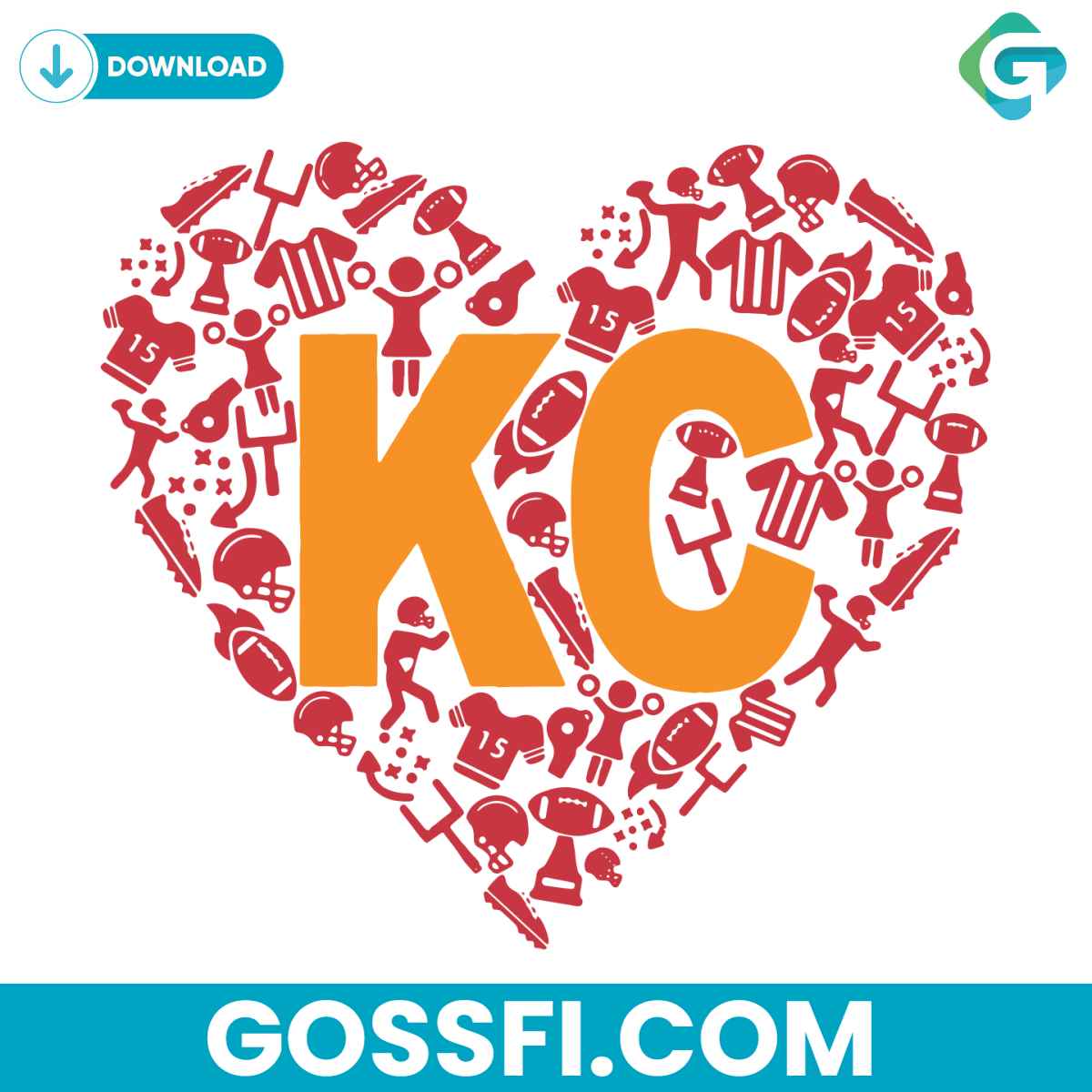 KC Chiefs Heart Svg Cricut Digital Download - Gossfi.com