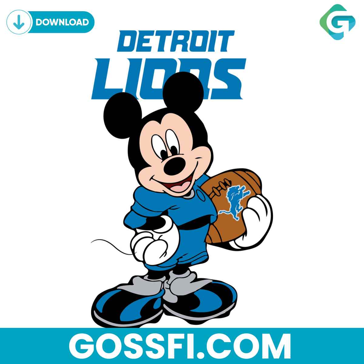 Detroit Lions Mickey NFL Svg Digital Download - Gossfi.com