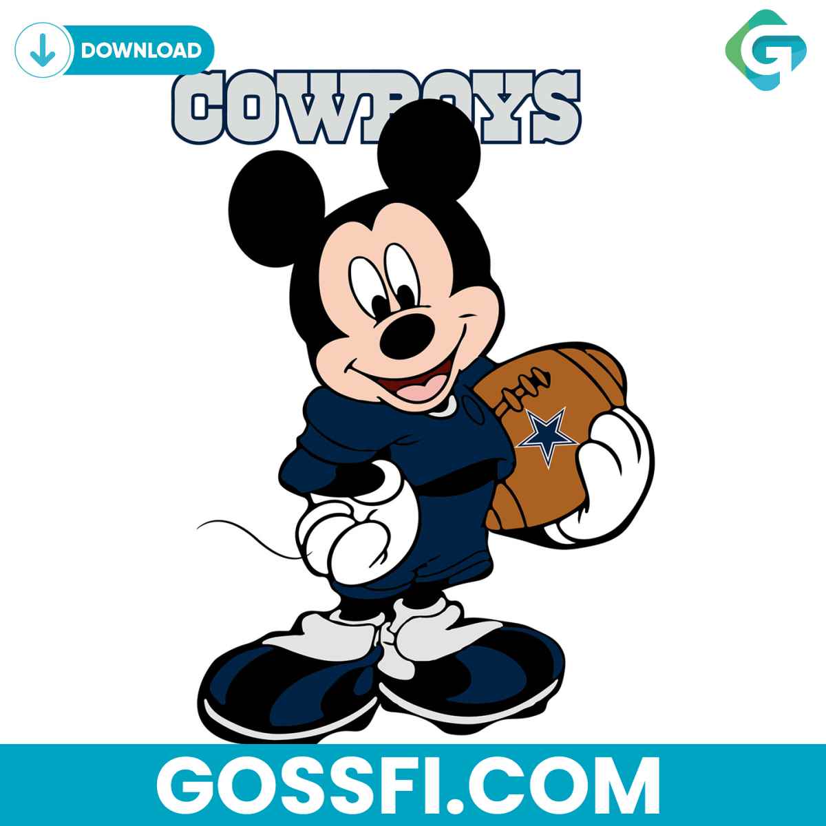 Dallas Cowboys Mickey NFL Svg Digital Download - Gossfi.com