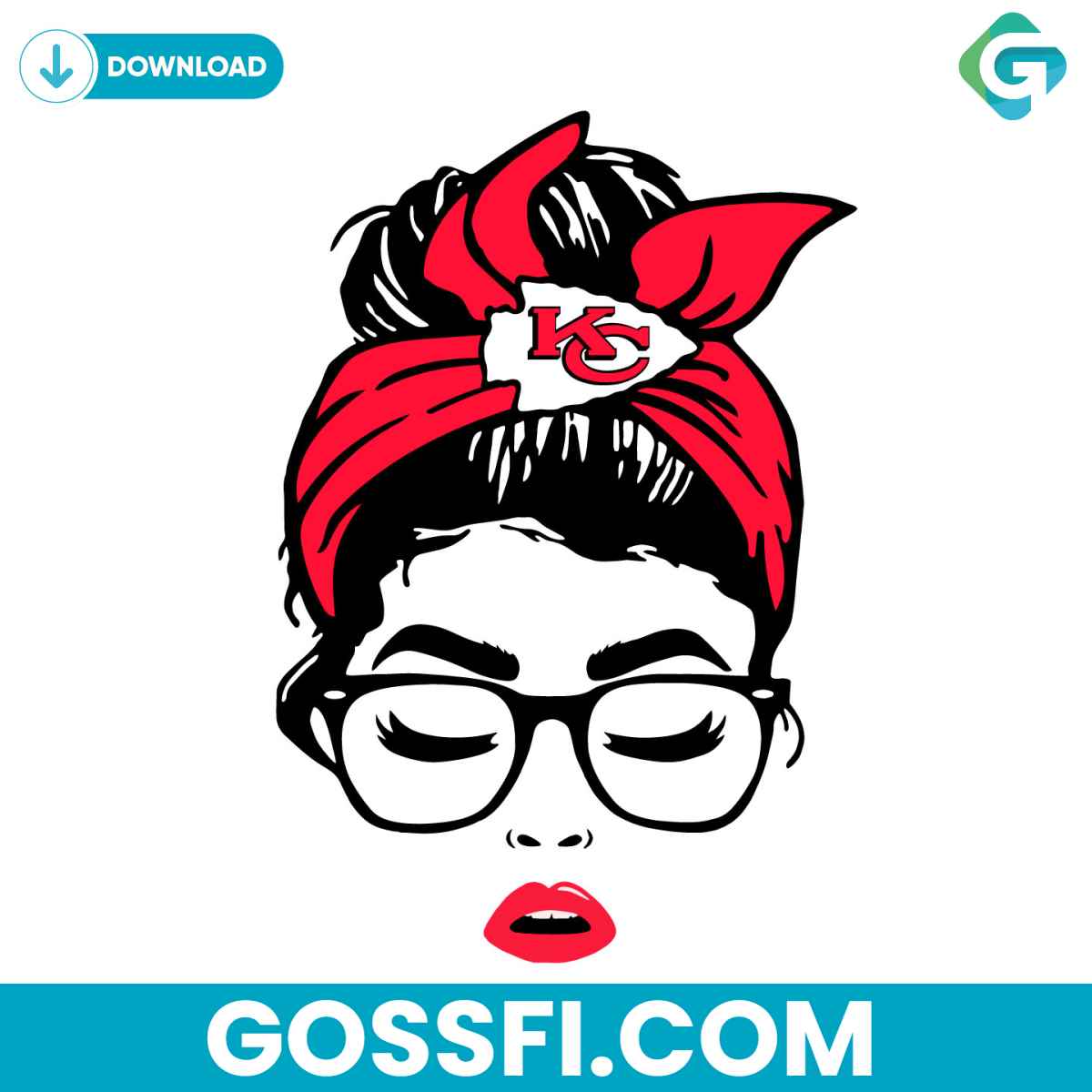 Kansas City Chiefs Football Girl Messy Bun Svg - Gossfi.com