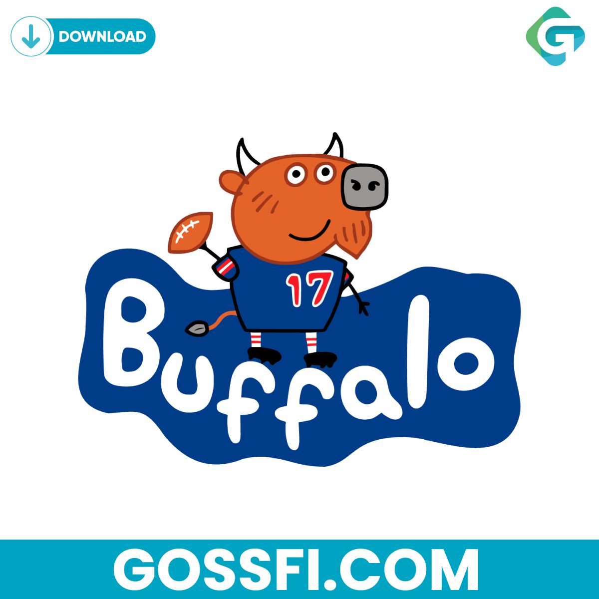 Buppa Buffalo Number 17 Bills Football Svg Digital Download - Gossfi.com